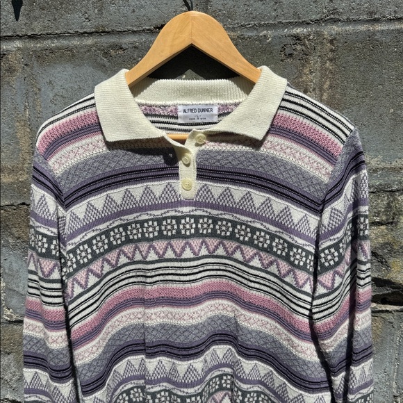 Sweaters | Vintage Purple Pink Pastel Collared Sweater Large Knit ...